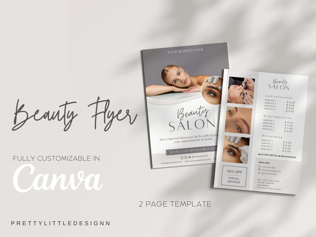 Beauty Flyer Template, Lash Extensions Leaflet Template, Editable ...