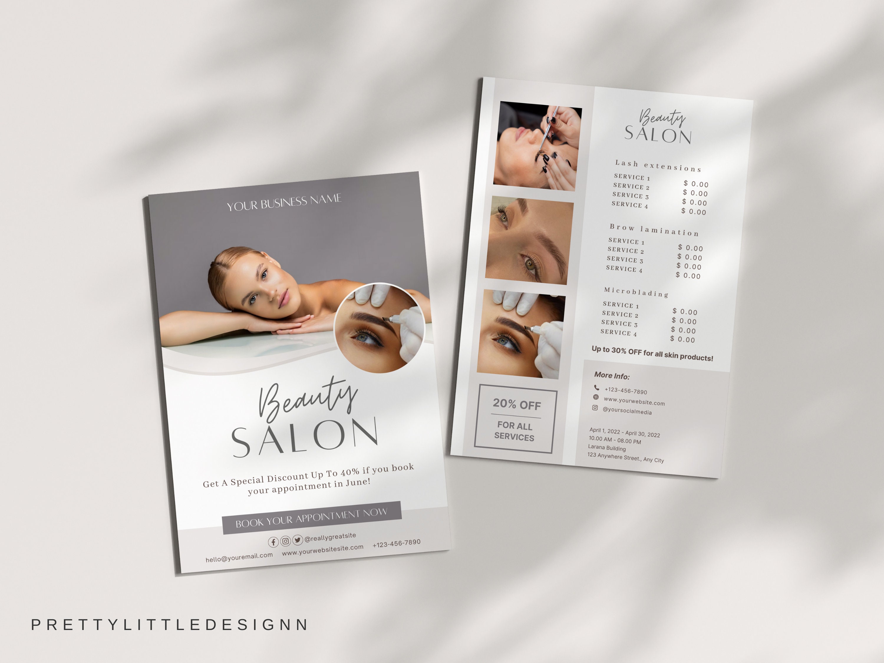 Beauty Flyer Template, Lash Extensions Leaflet Template, Editable ...