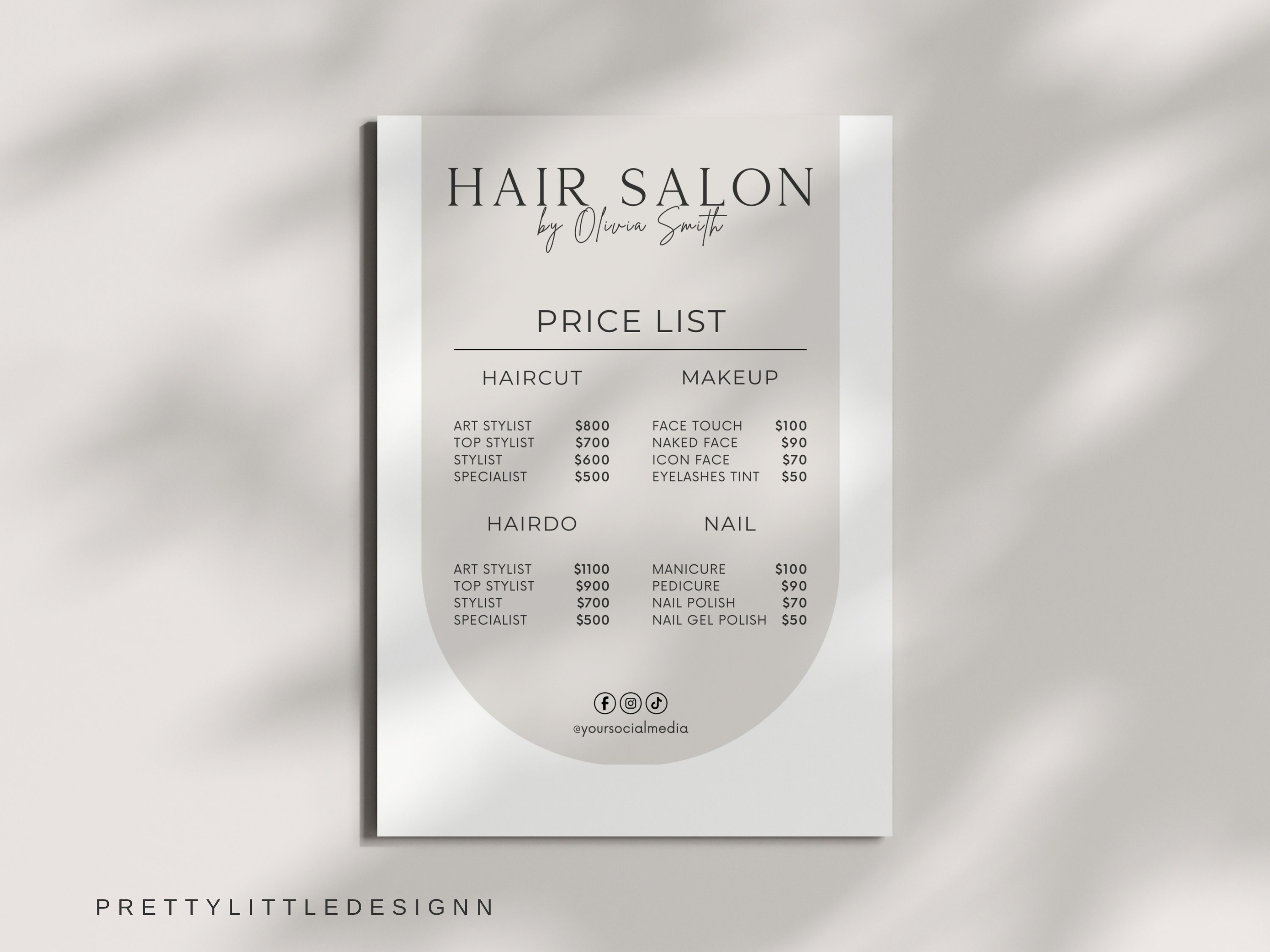 Price List Template, Editable Price List, Business Price List, Beauty ...