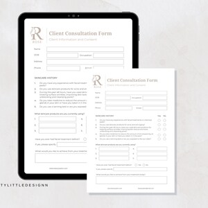 Client Intake Form, Facial Consultation Form, Editable Intake Form ...