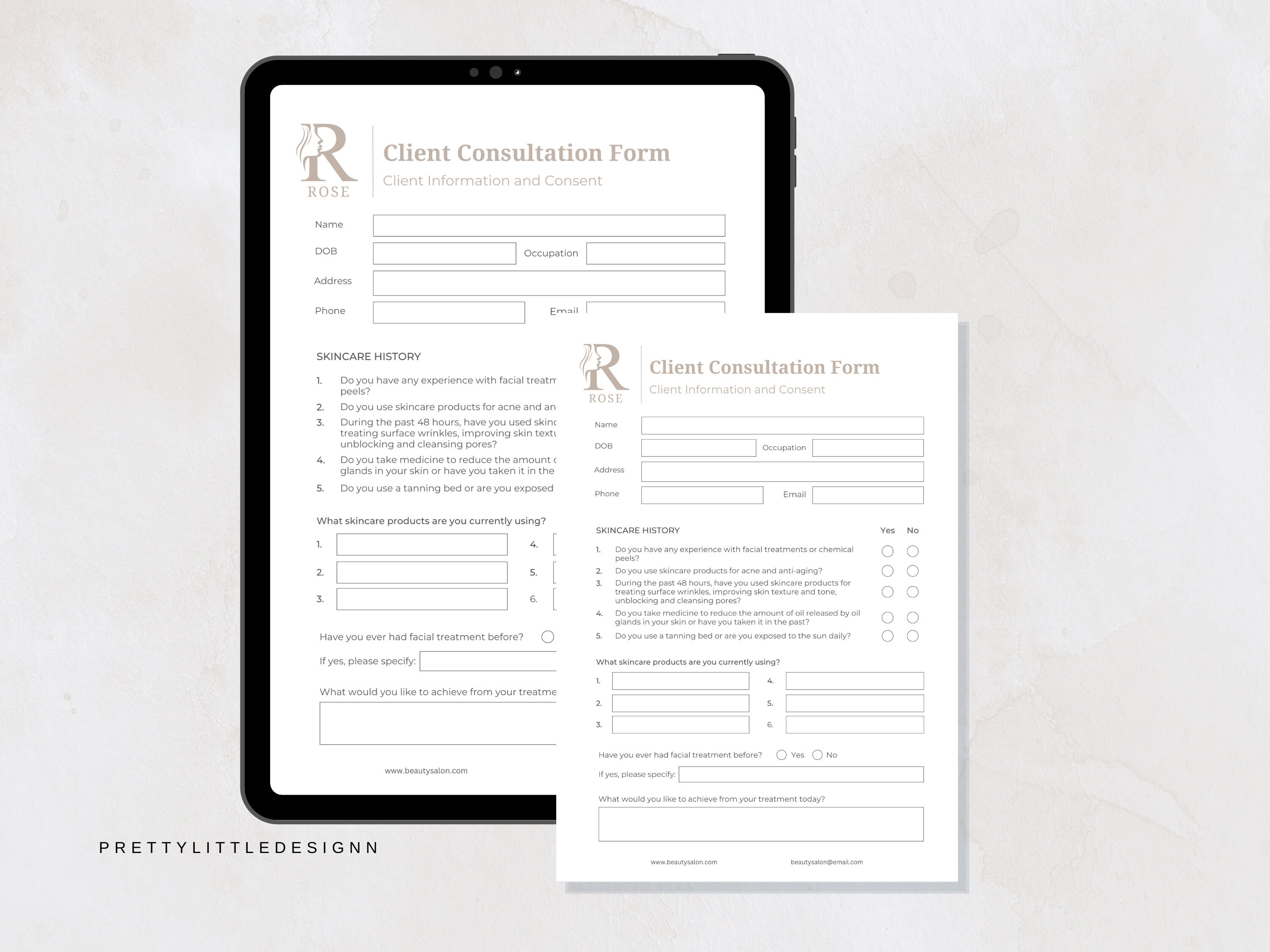 Client Intake Form, Facial Consultation Form, Editable Intake Form ...
