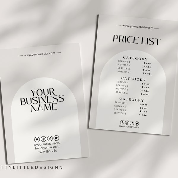 Price List Template, Editable Price List, Electronic Business Price ...