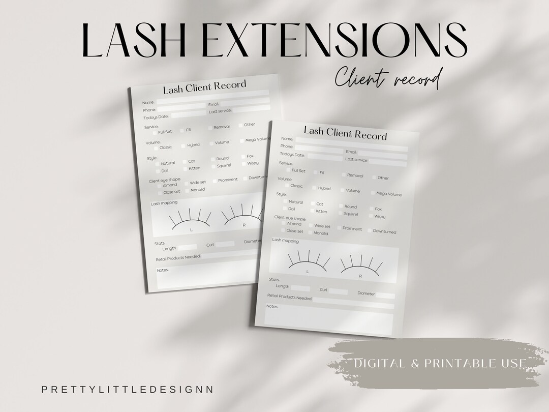 Lash Client Profile, Lash Business Forms, Lash Map, Eyelash Extensions ...