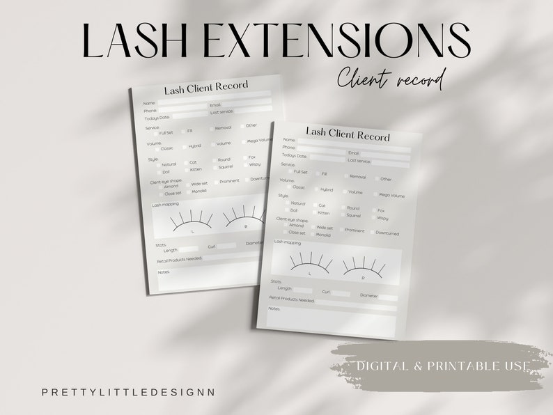 Lash Client Profile, Lash Business Forms, Lash Map, Eyelash Extensions ...