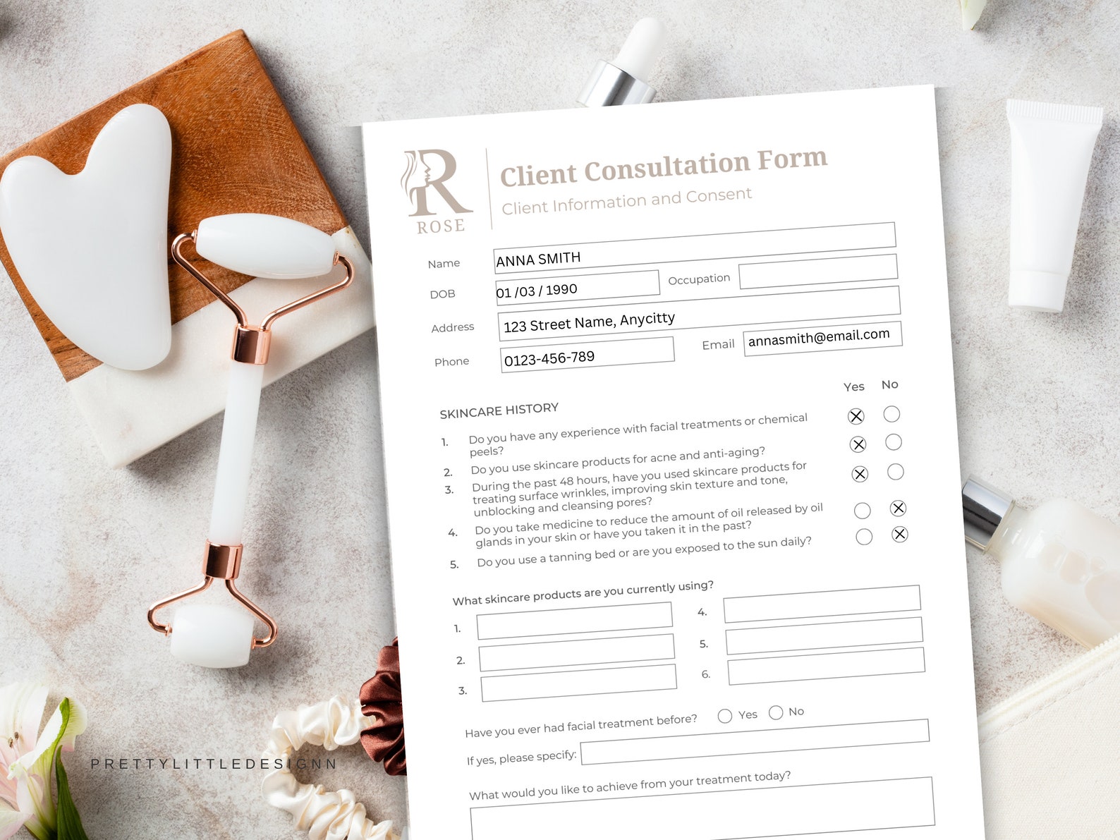 Client Intake Form, Facial Consultation Form, Editable Intake Form ...