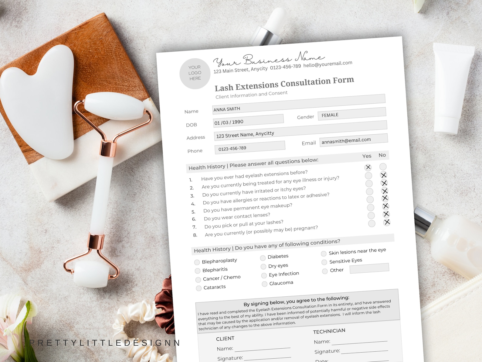 Eyelash Extension Forms, Editable Intake Form, Esthetician Forms, Lash ...