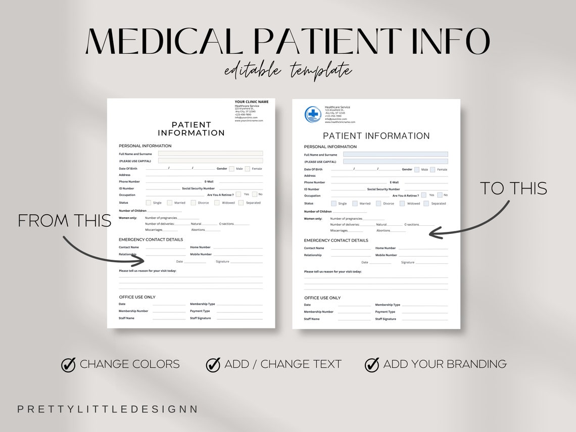 New Patient Form, Patient Information, Medical History, Printable ...