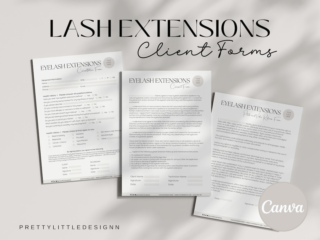 Eyelash Extension Forms, Editable Intake Form, Esthetician Forms, Lash ...