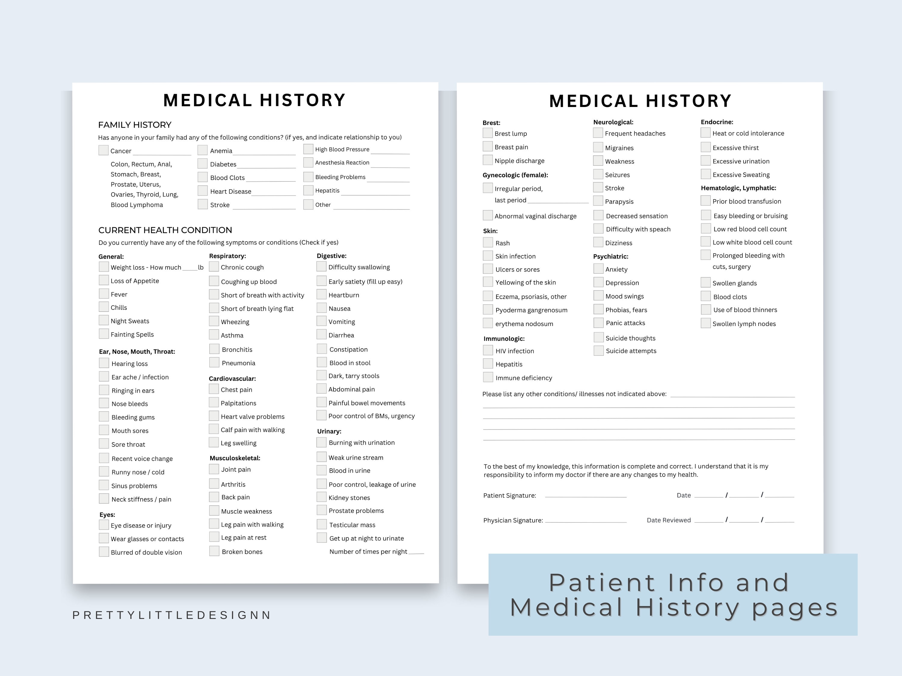 New Patient Form, Patient Information, Medical History, Printable ...