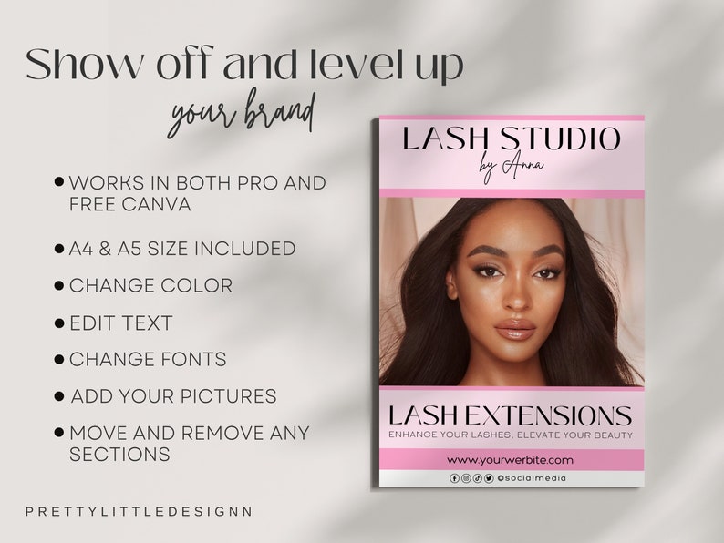Eyelash Extensions Leaflet Template, Lash Service Brochure, Editable ...