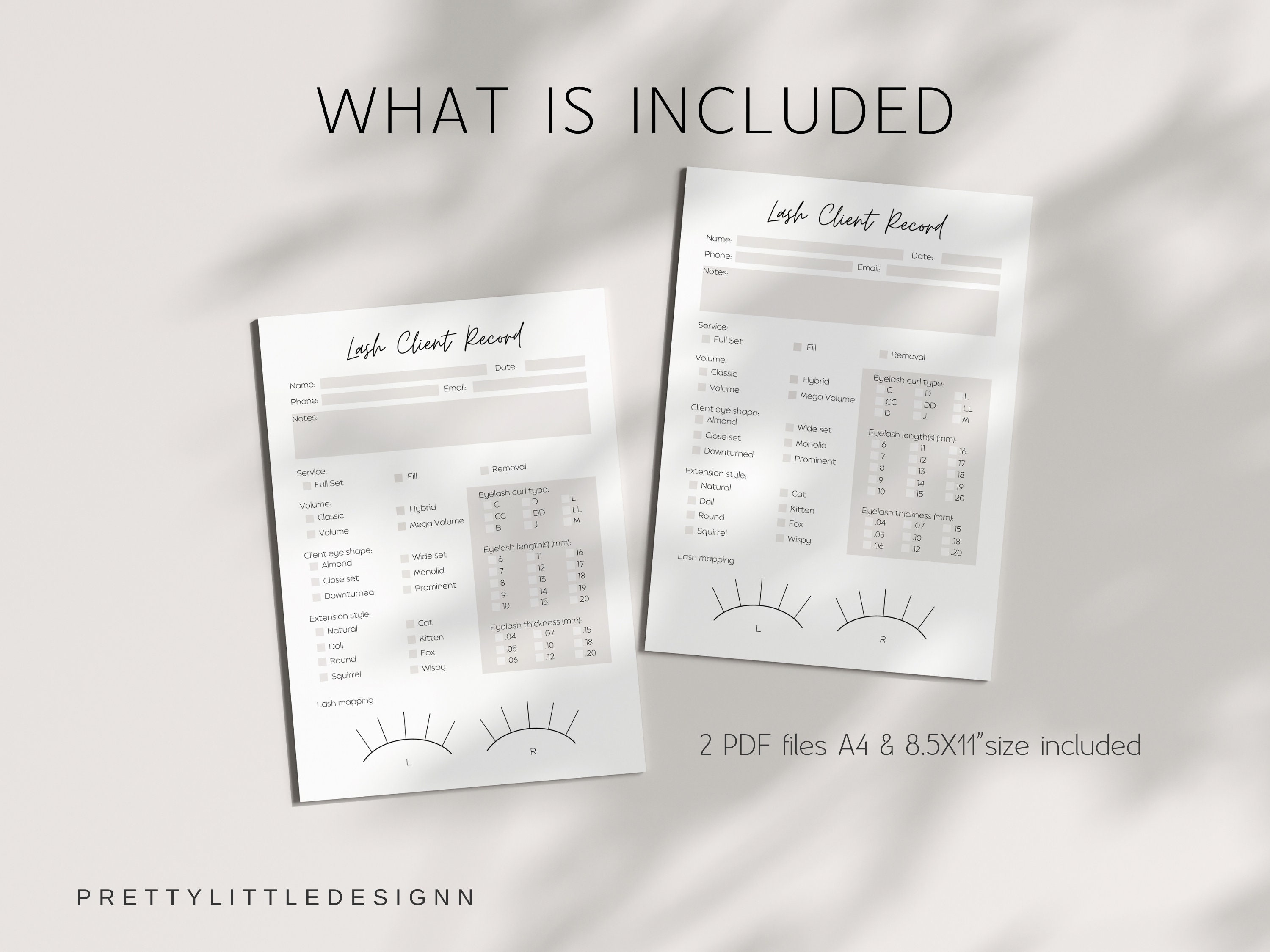 Lash Client Profile, Lash Mapping Sheets, Lash Mapping Templates, Lash ...