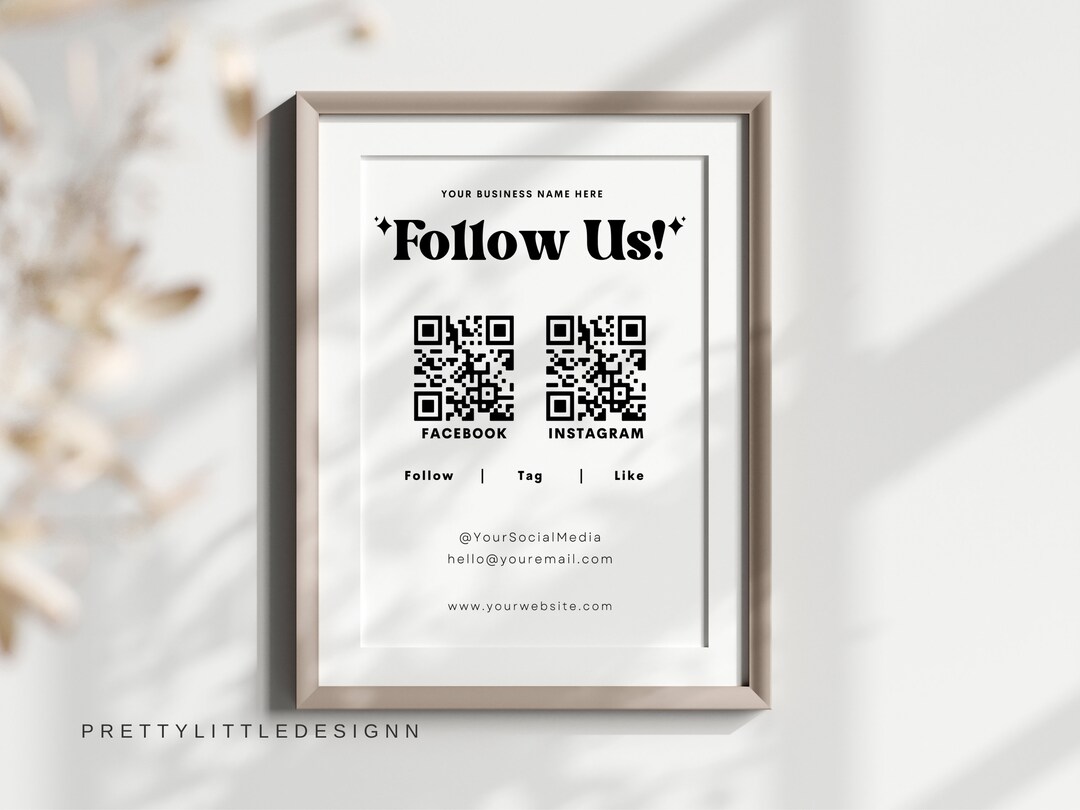 Custom Business Sign, QR Code Sign Template, Customizable Social Media ...