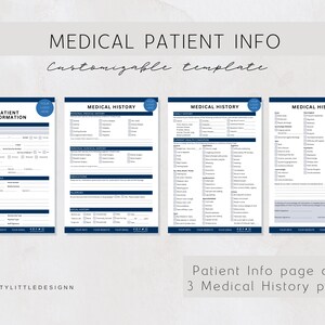 Customized New Patient Form, Patient Information, Editable Medical ...