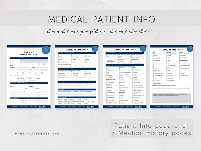 Customized New Patient Form, Patient Information, Editable Medical ...