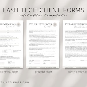 Eyelash Extension Forms, Editable Intake Form, Esthetician Forms, Lash ...