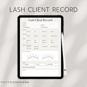 Lash Client Profile, Lash Business Forms, Lash Map, Eyelash Extensions ...