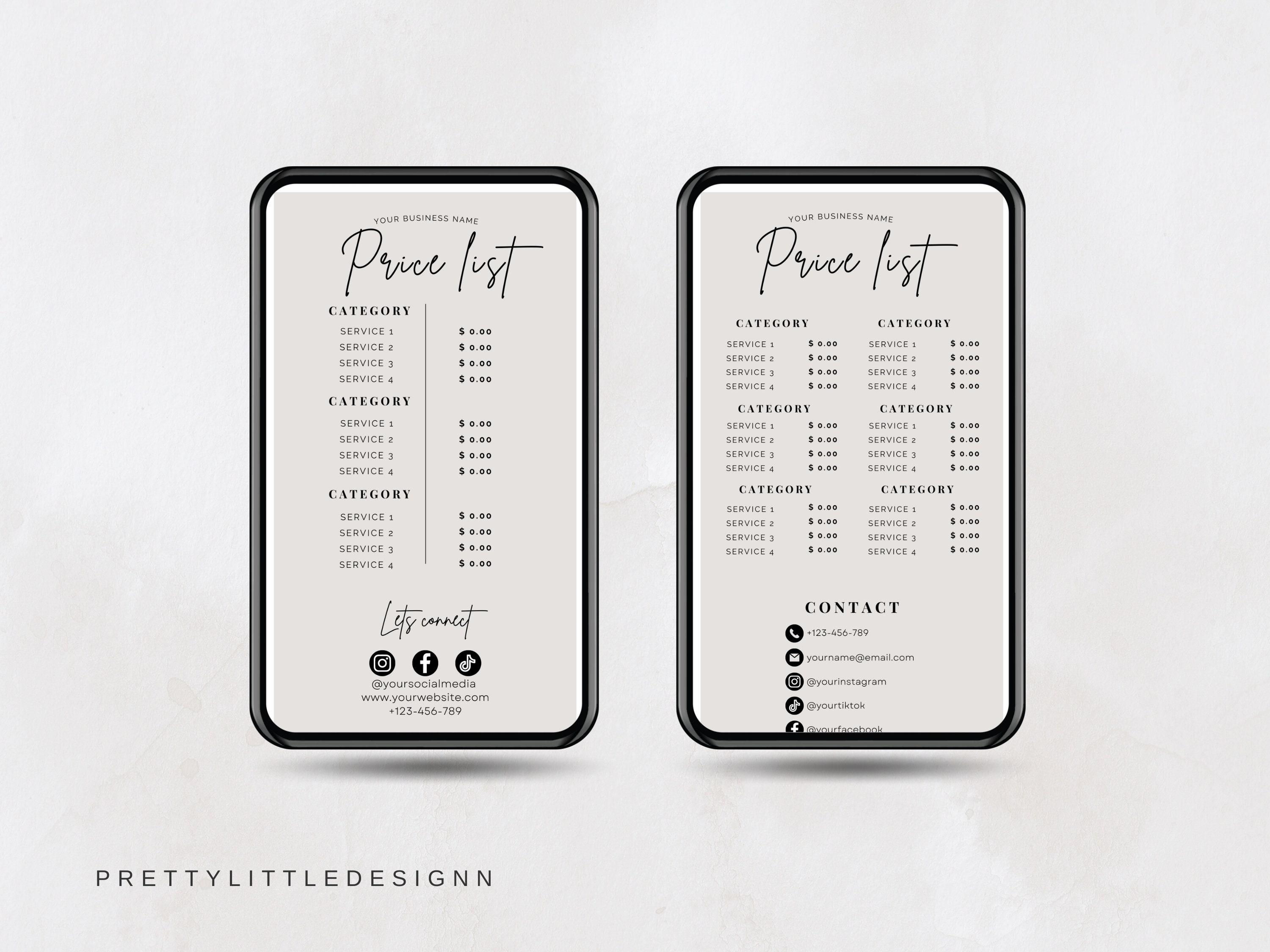 Price List Template, Editable Price List Canva, Electronic Business ...