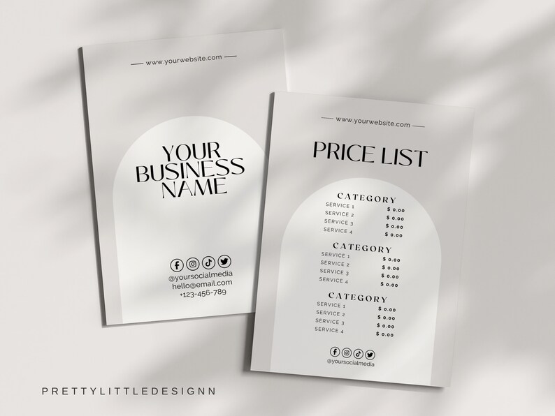 Price List Template, Editable Price List, Business Price List, Beauty ...