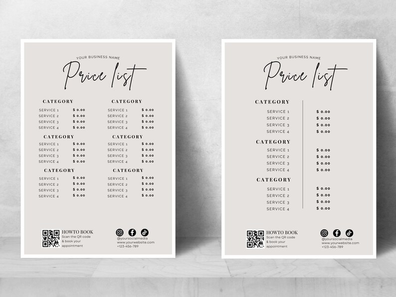 Price List Template, Editable Price List Canva, Electronic Business ...