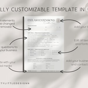 Eyelash Extension Forms, Editable Intake Form, Esthetician Forms, Lash ...