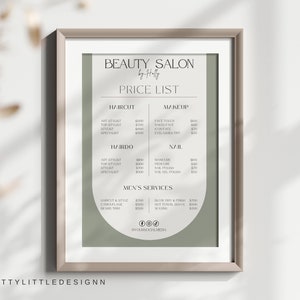 Price List Template, Editable Price List, Business Price List, Beauty ...