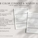 Consent for Hair Coloring, Hair Color Consent and Waiver Form, Hair ...