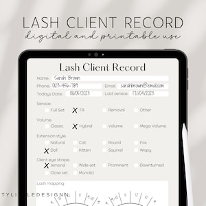 Lash Client Profile, Lash Business Forms, Lash Map, Eyelash Extensions ...