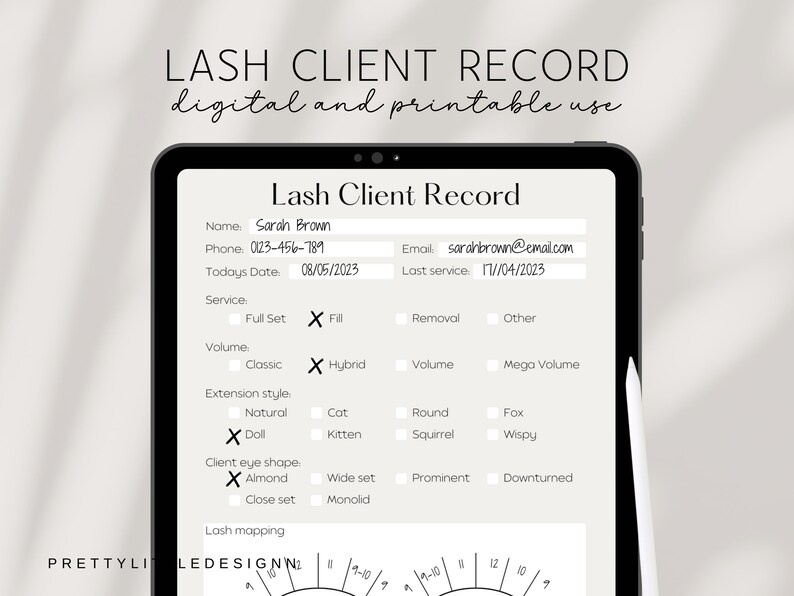 Lash Client Profile, Lash Business Forms, Lash Map, Eyelash Extensions ...