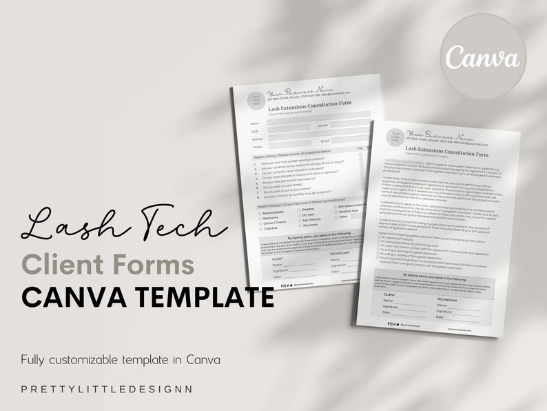 Eyelash Extension Forms, Editable Intake Form, Esthetician Forms, Lash ...