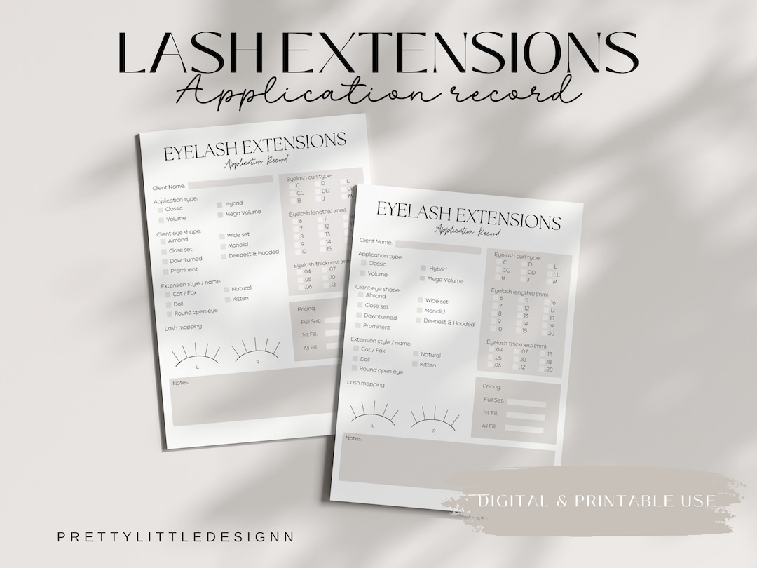 Lash Client Profile, Lash Mapping Sheets, Lash Mapping Templates, Lash ...