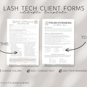 Eyelash Extension Forms, Editable Intake Form, Esthetician Forms, Lash ...