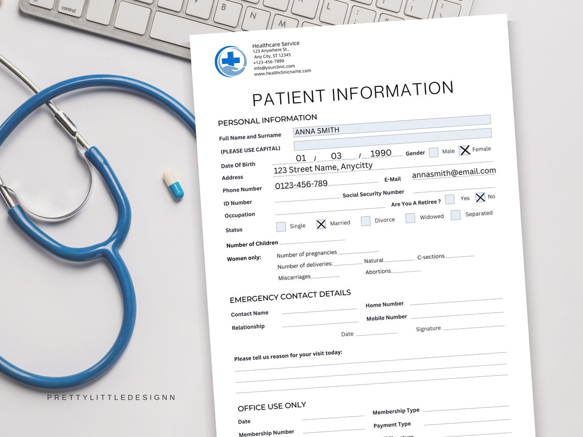 New Patient Form, Patient Information, Medical History, Printable Patient Form, Dentist Office ...