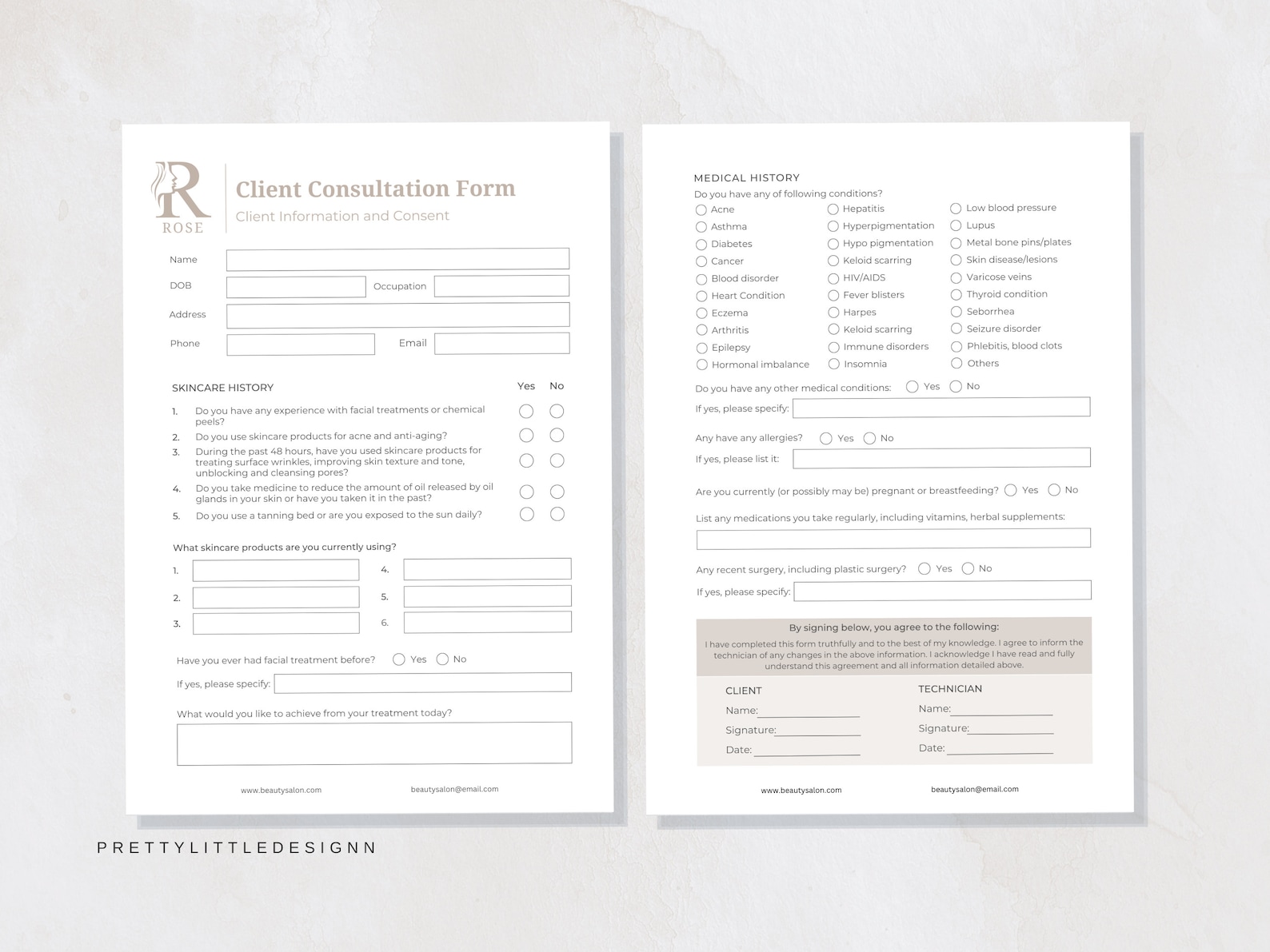 Client Intake Form, Facial Consultation Form, Editable Intake Form ...