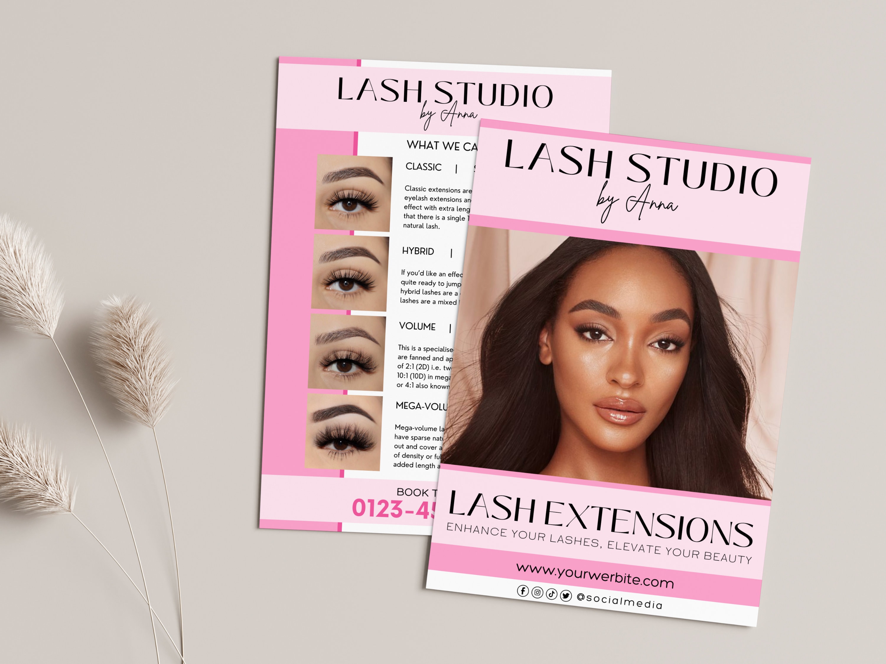 Eyelash Extensions Leaflet Template, Lash Service Brochure, Editable ...