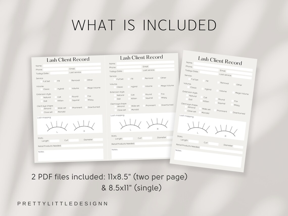 Lash Client Profile, Lash Business Forms, Lash Map, Eyelash Extensions ...