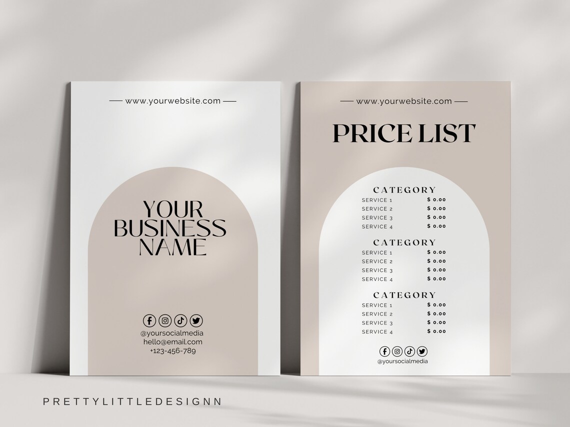 Price List Template, Editable Price List, Electronic Business Price ...