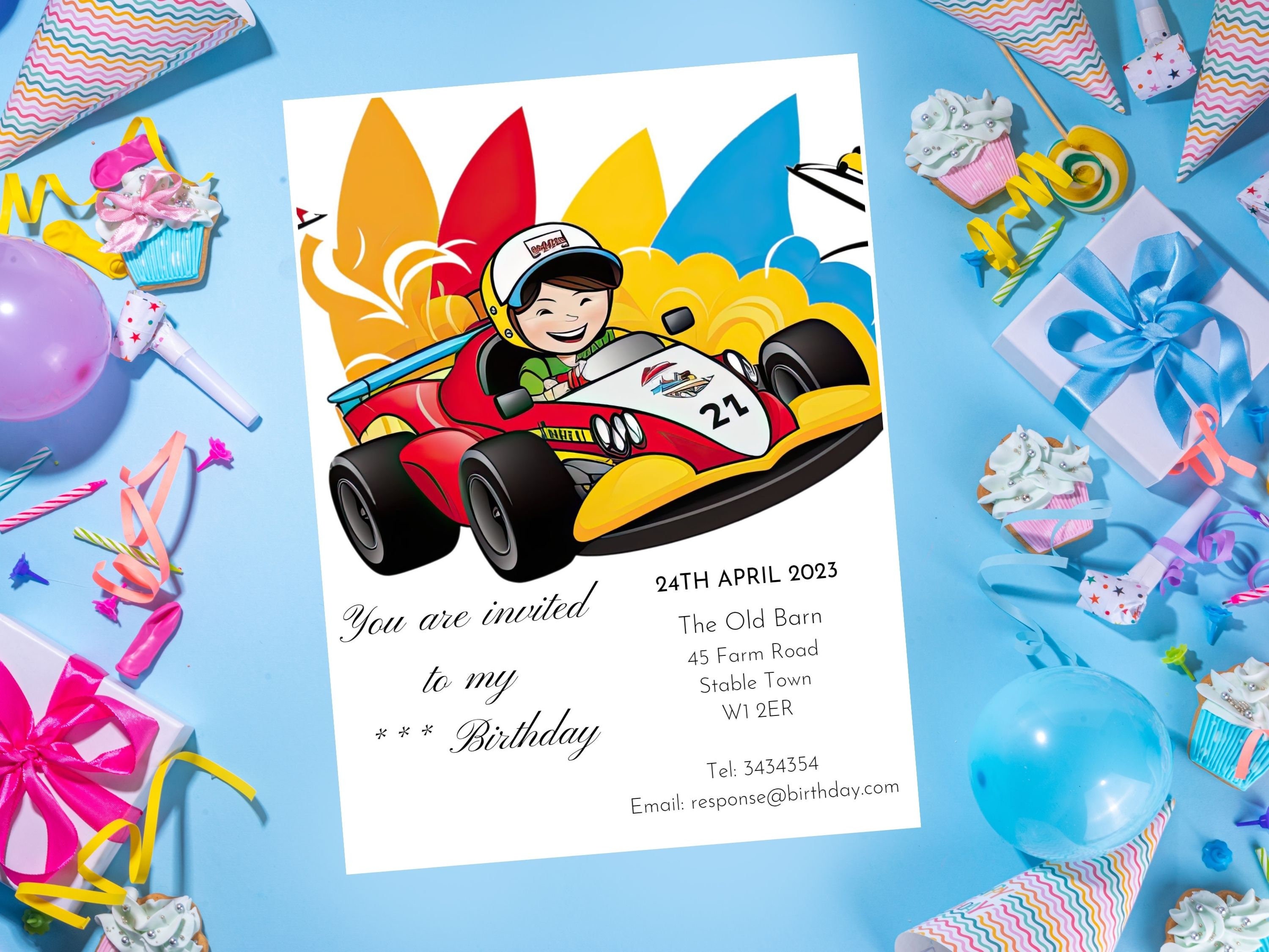 Race Car Birthday Race Car Birthday Invite Race Car Party Invite ...
