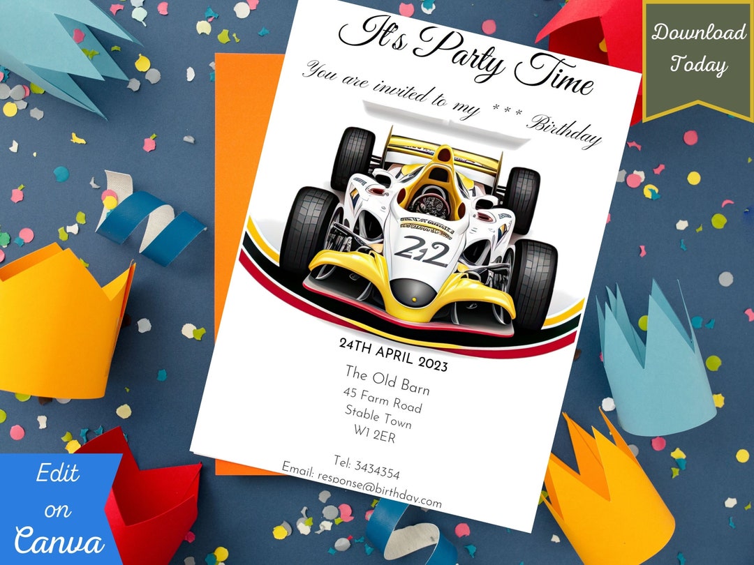 Race Car Birthday Race Car Birthday Invite Race Car Party Invite ...