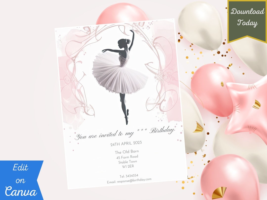 Ballerina Invitation Ballet Invite Ballet Invitation Ballerina Birthday ...