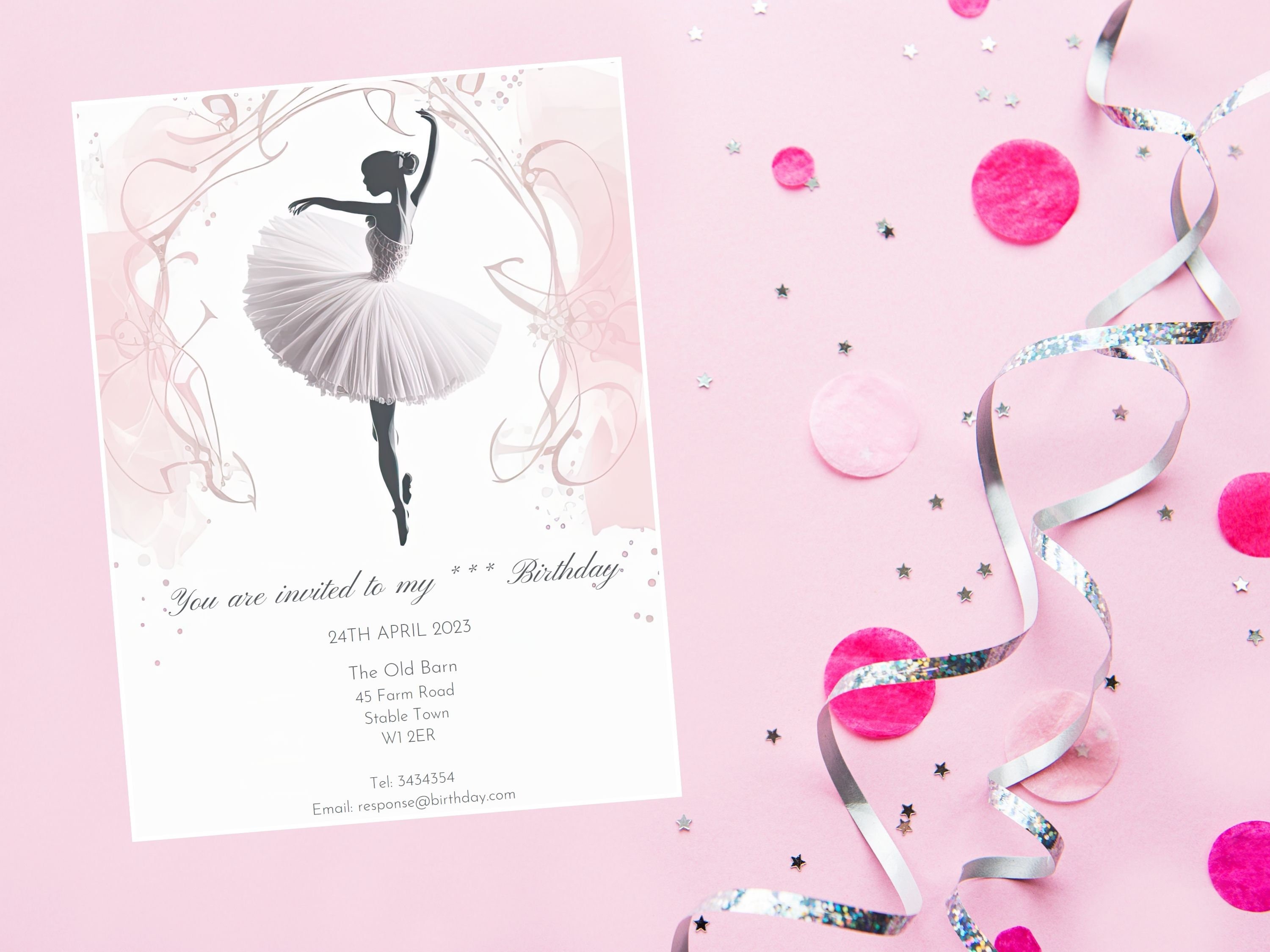 Ballerina Invitation Ballet Invite Ballet Invitation Ballerina Birthday ...