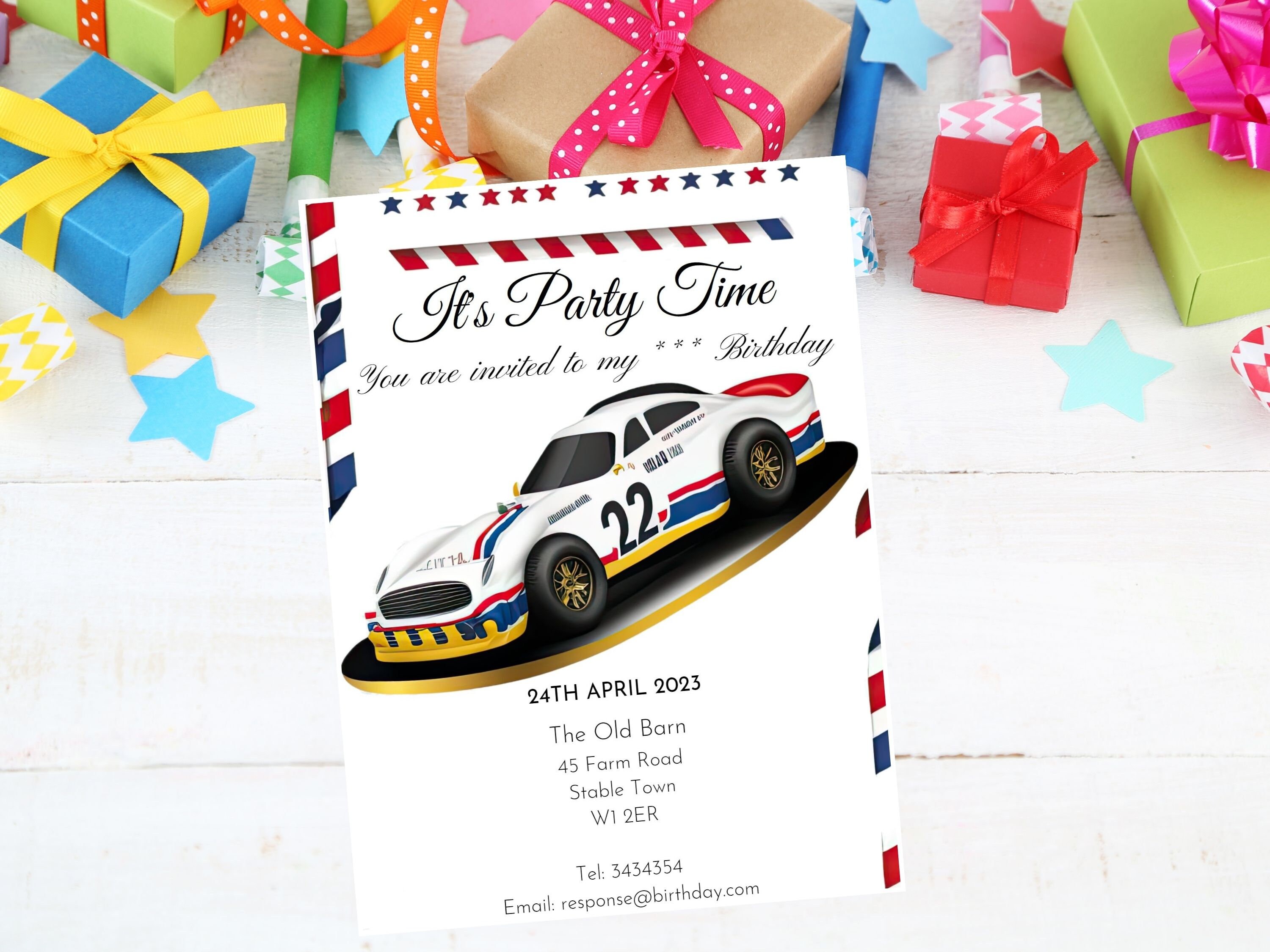 Race Car Birthday Race Car Birthday Invite Race Car Party Invite ...