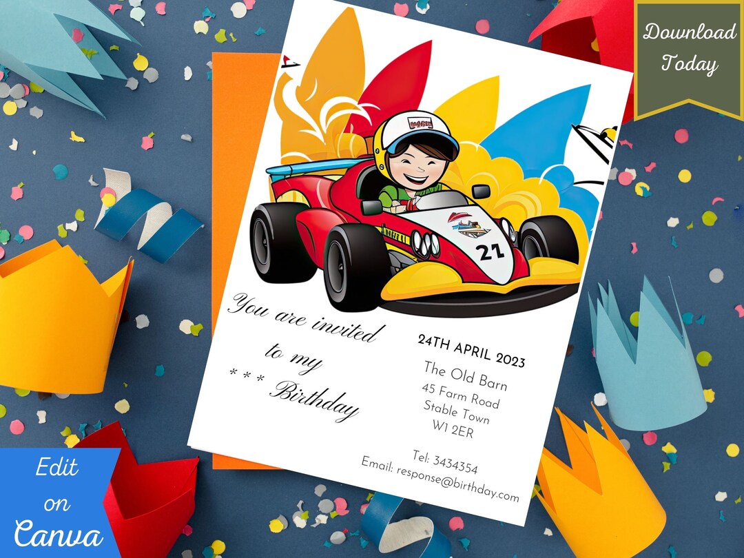 Race Car Birthday Race Car Birthday Invite Race Car Party Invite ...