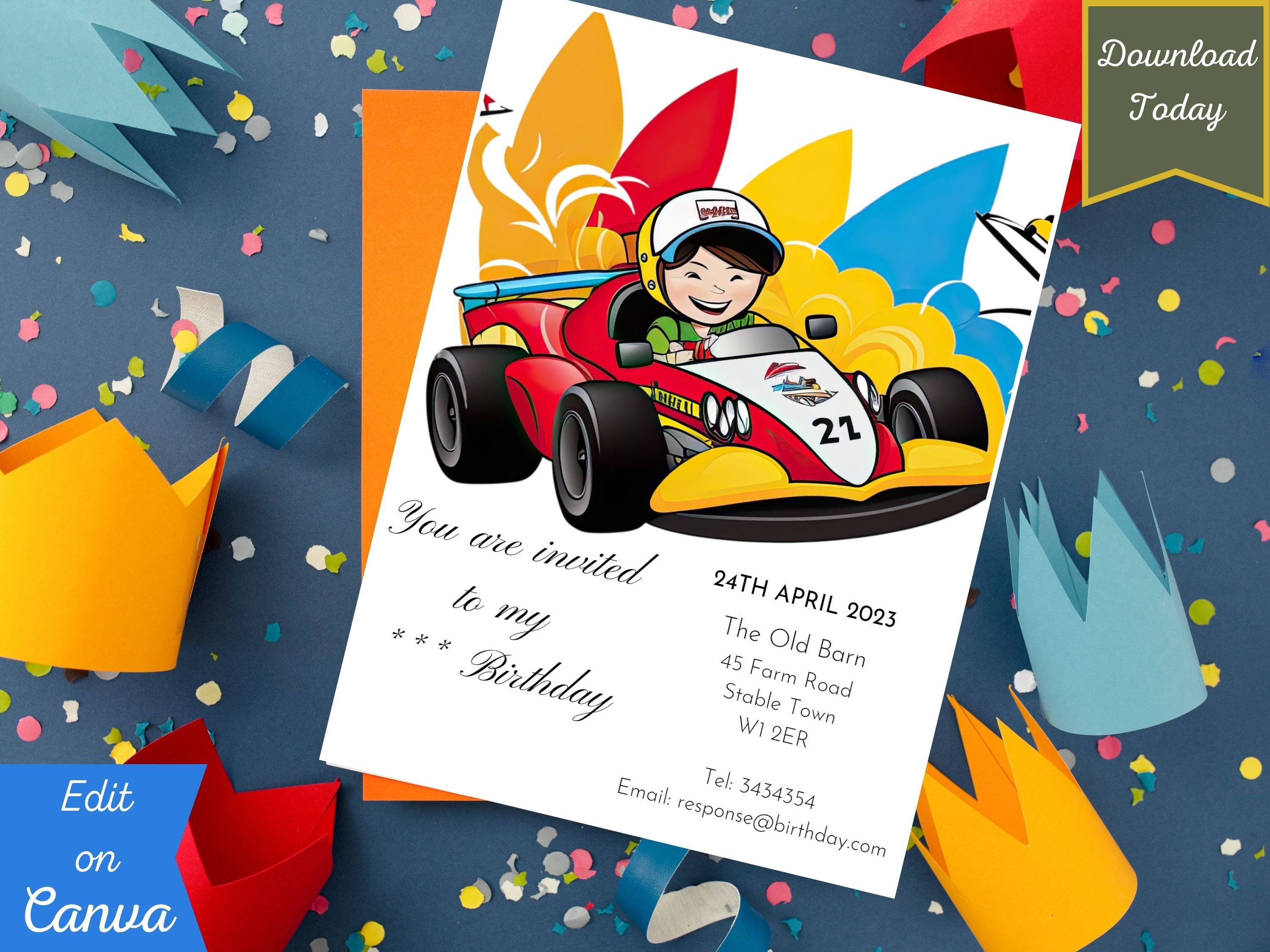 Race Car Birthday Race Car Birthday Invite Race Car Party Invite ...