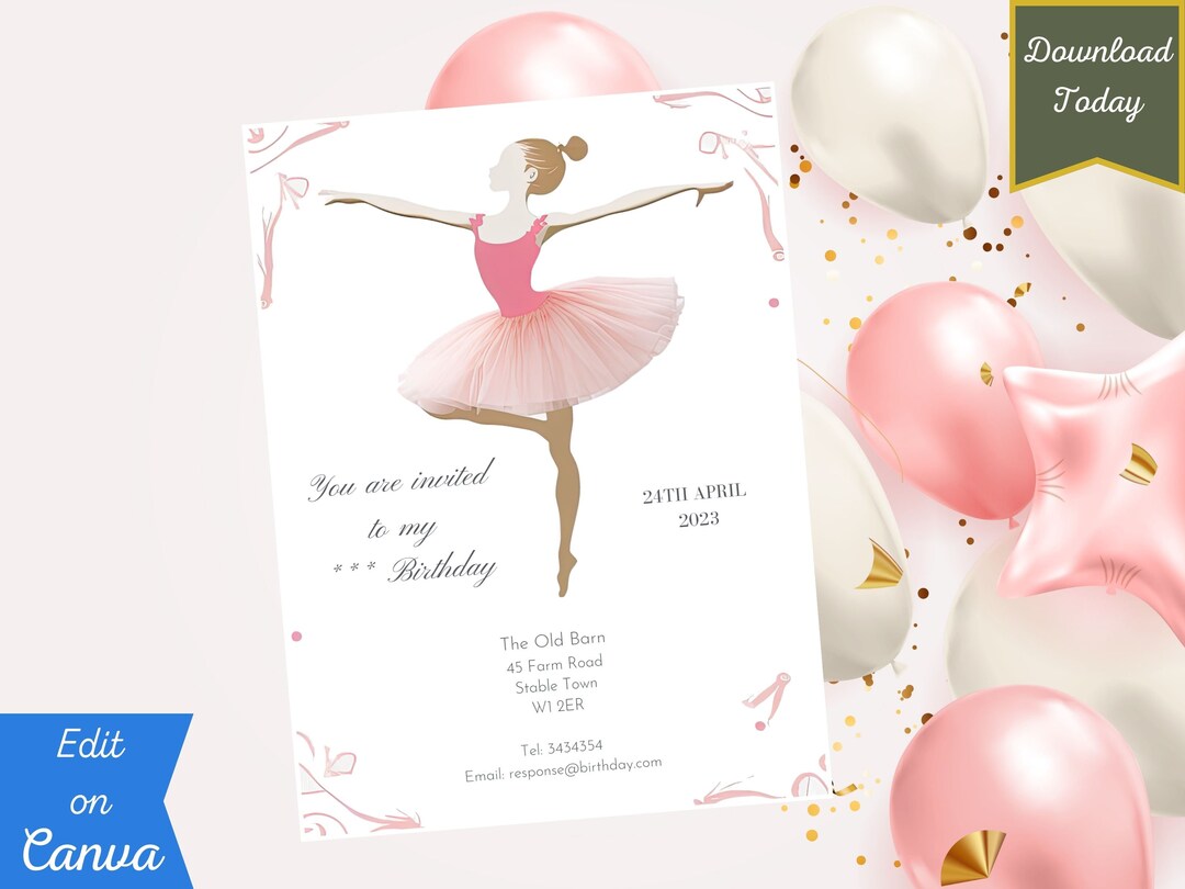 Ballerina Invitation Ballet Invite Ballet Invitation Ballerina Birthday ...