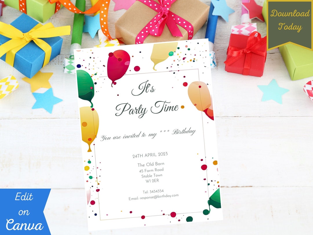 Balloon Invitation Balloon Invite Balloon Birthday Party Birthday ...