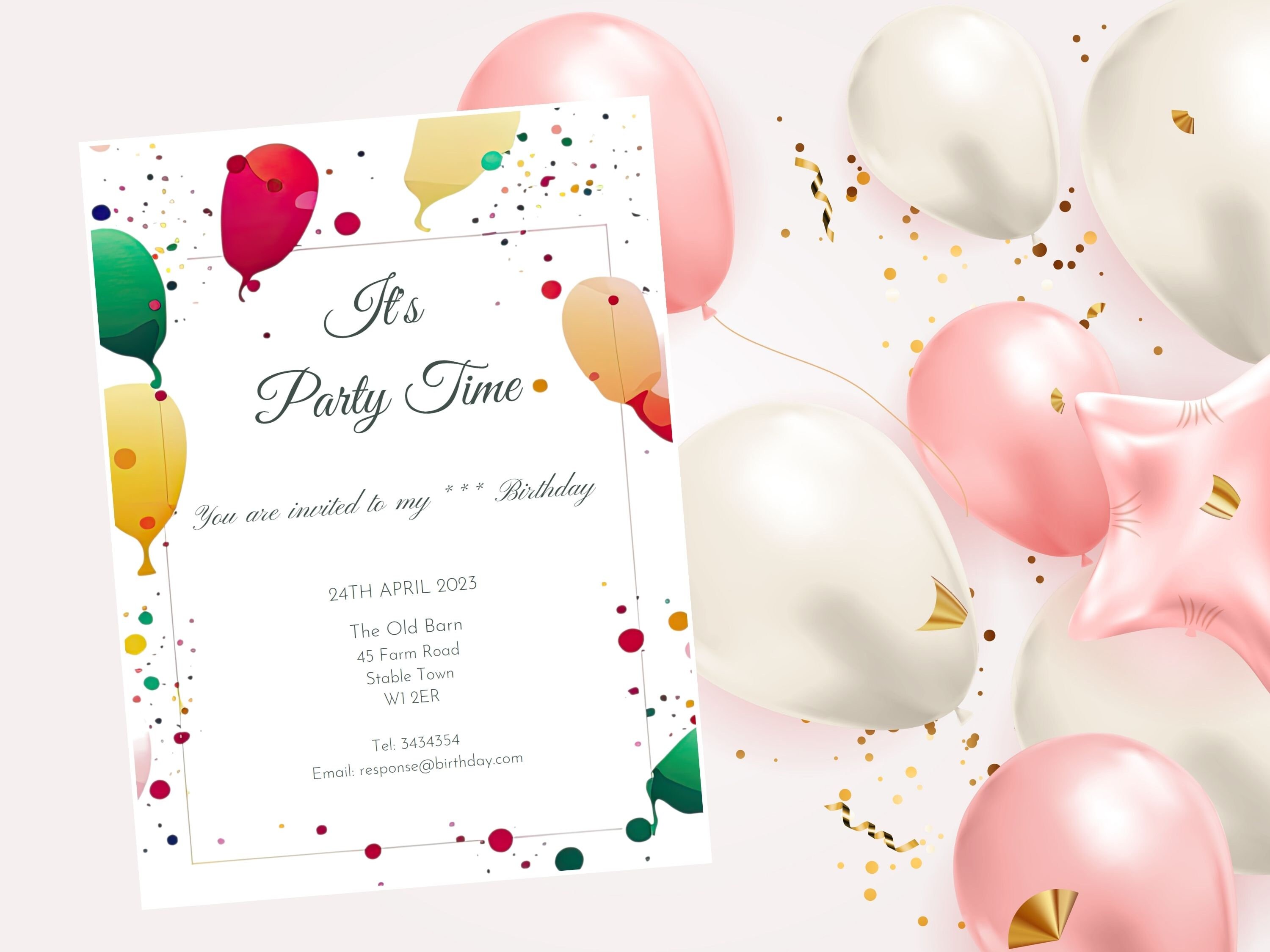 Balloon Invitation Balloon Invite Balloon Birthday Party - Etsy