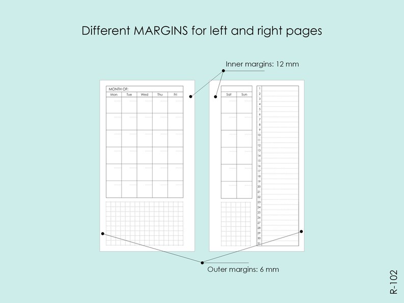 Monthly Planner Inserts Printable Personal Size, Monthly Pages With ...