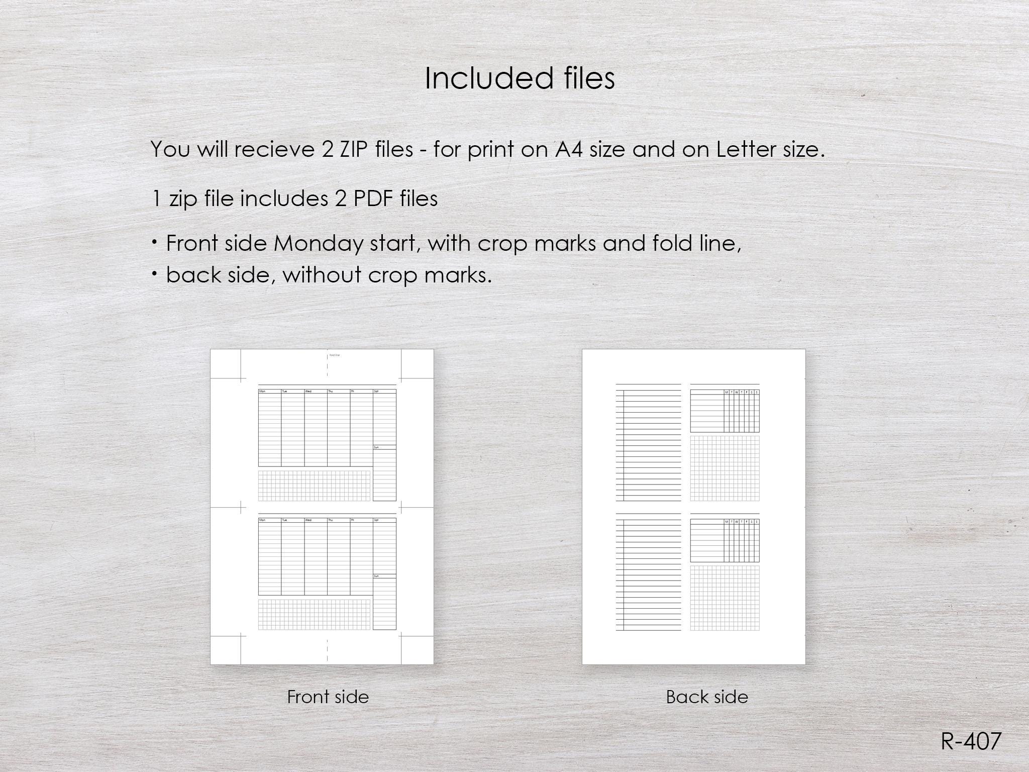 Printable Weekly Fold Out Pages Pocket Size A7: Inserts for Filofax ...