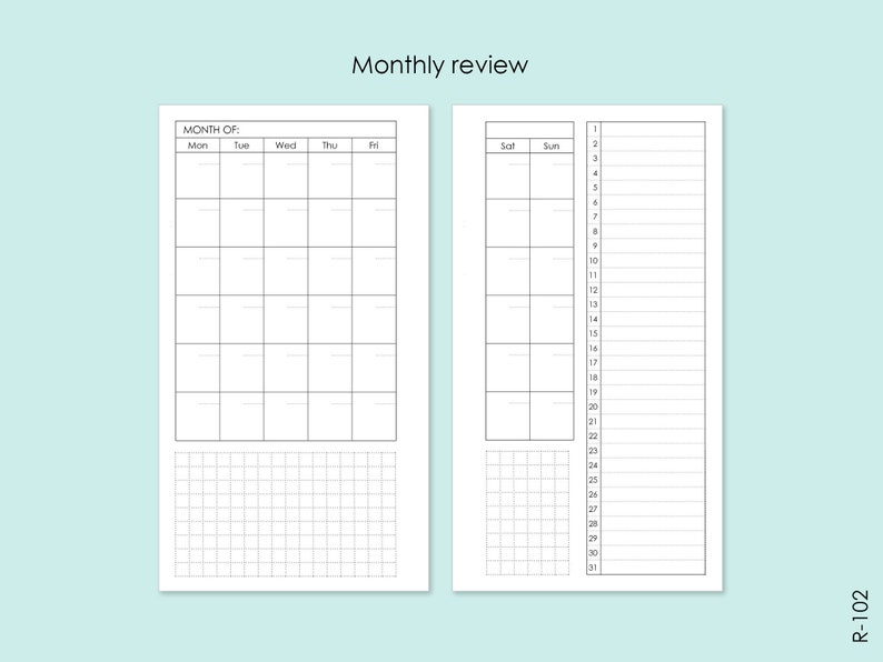 Monthly Planner Inserts Printable Personal Size, Monthly Pages With ...