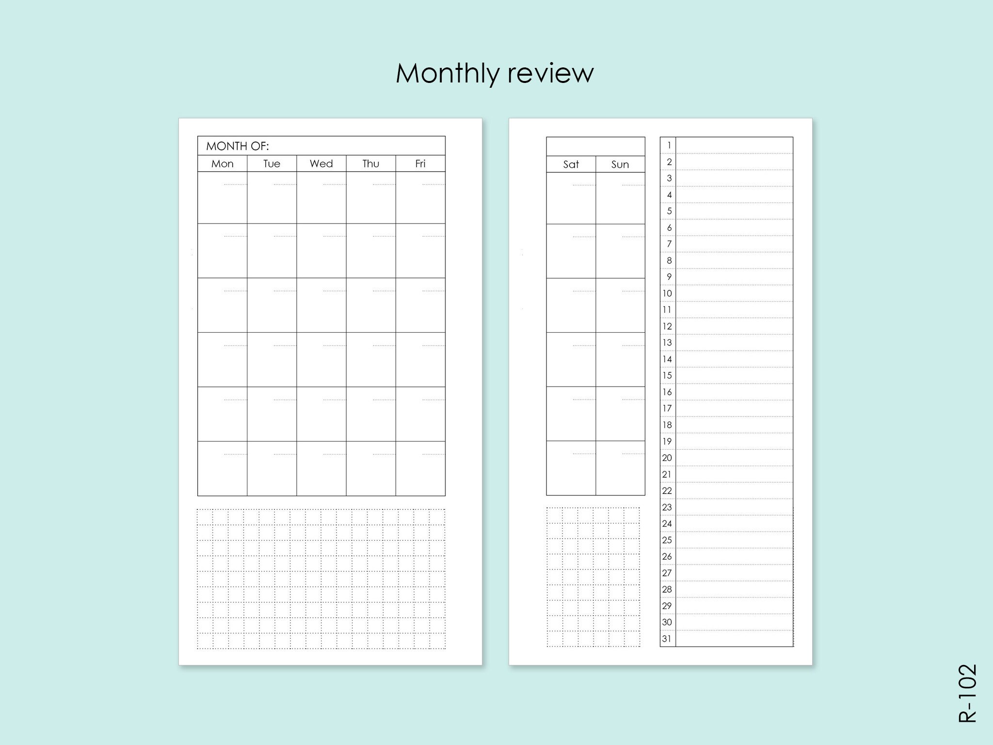 Monthly Planner Inserts Printable Personal Size, Monthly Pages With ...